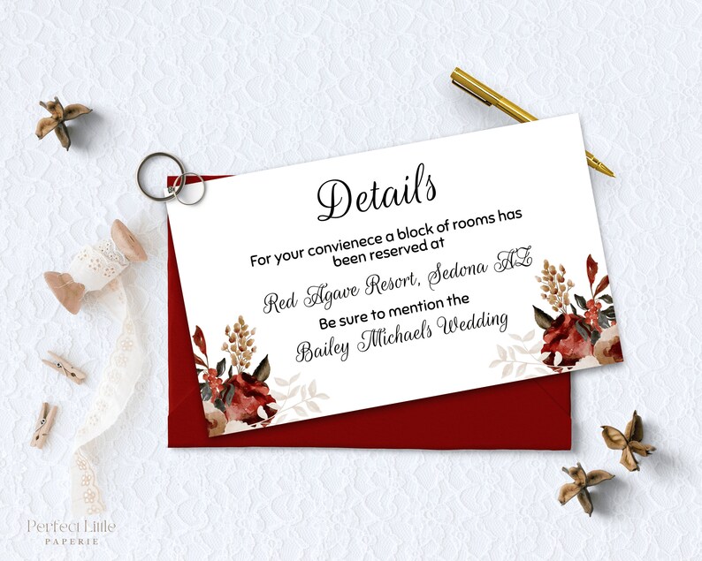 Wedding Detail Card Printable, Instant Download Template, Editable ...