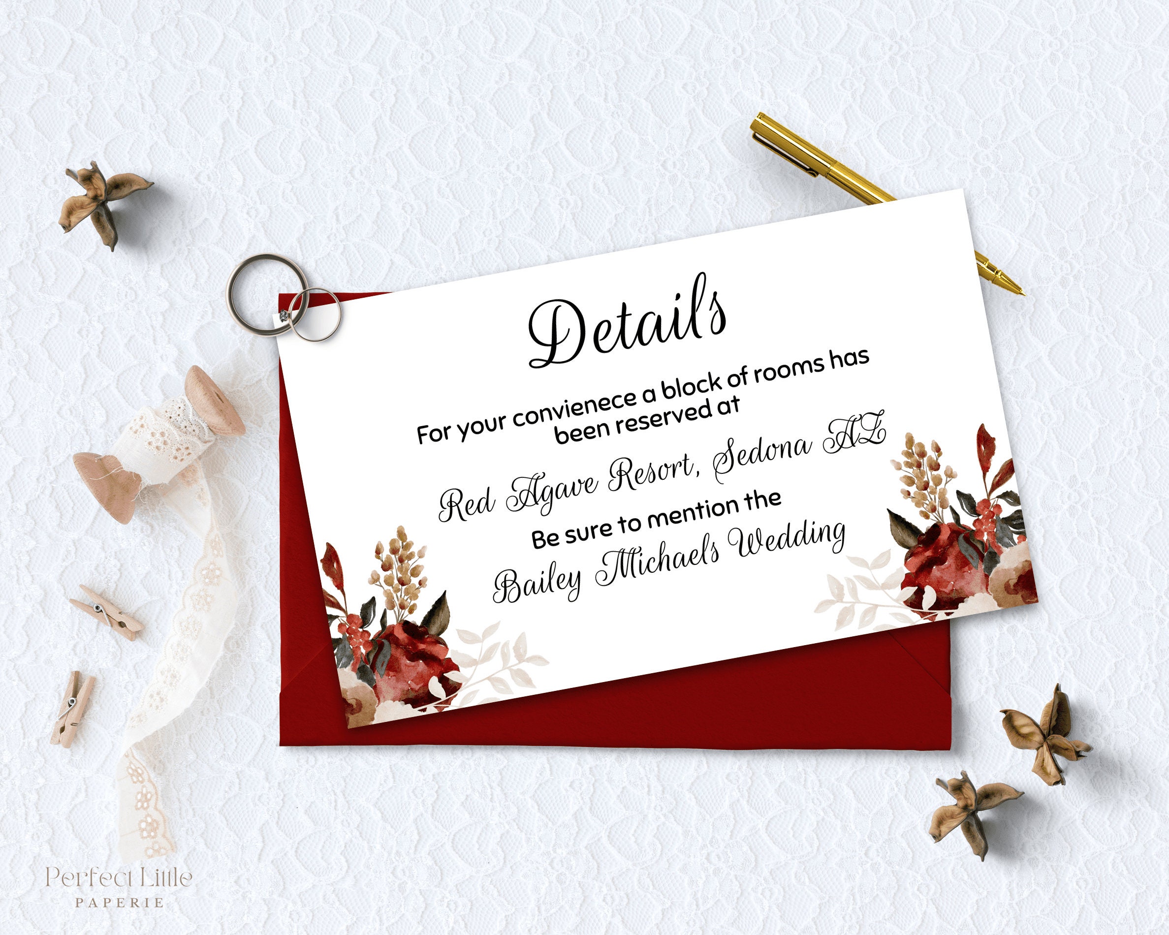 Wedding Detail Card Printable, Instant Download Template, Editable ...