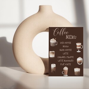 Coffee Menu Sign Template, Printable Coffee Drink Menu, Editable Coffee ...