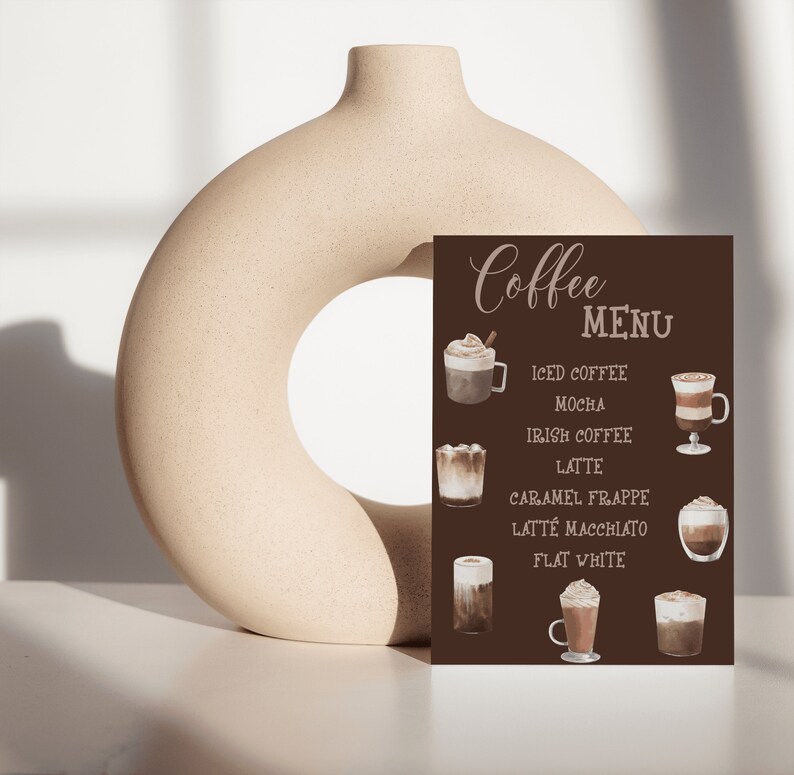 Coffee Menu Sign Template, Printable Coffee Drink Menu, Editable Coffee ...