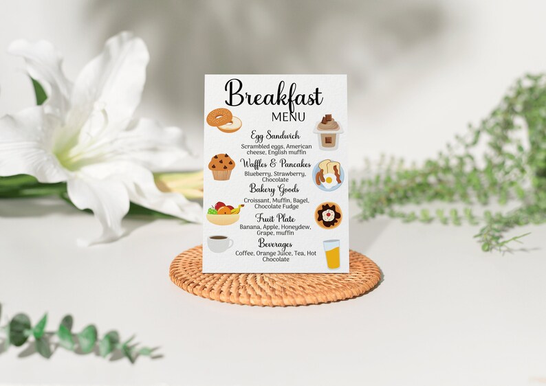 Minimalistic Breakfast Menu Sign Template Editable Breakfast - Etsy