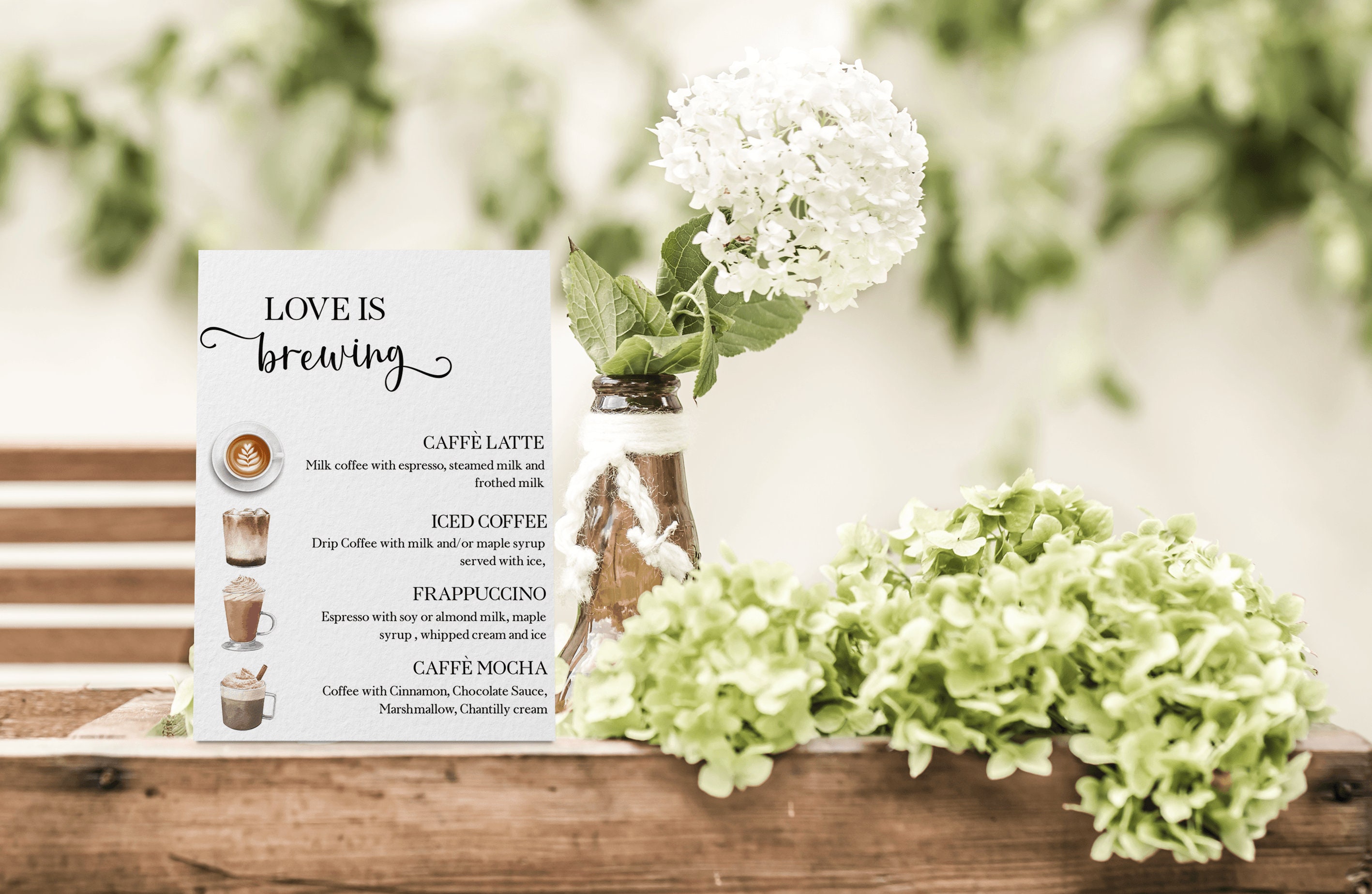 Love is Brewing Coffee Menu Sign Template, Minimalistic Wedding Coffee ...