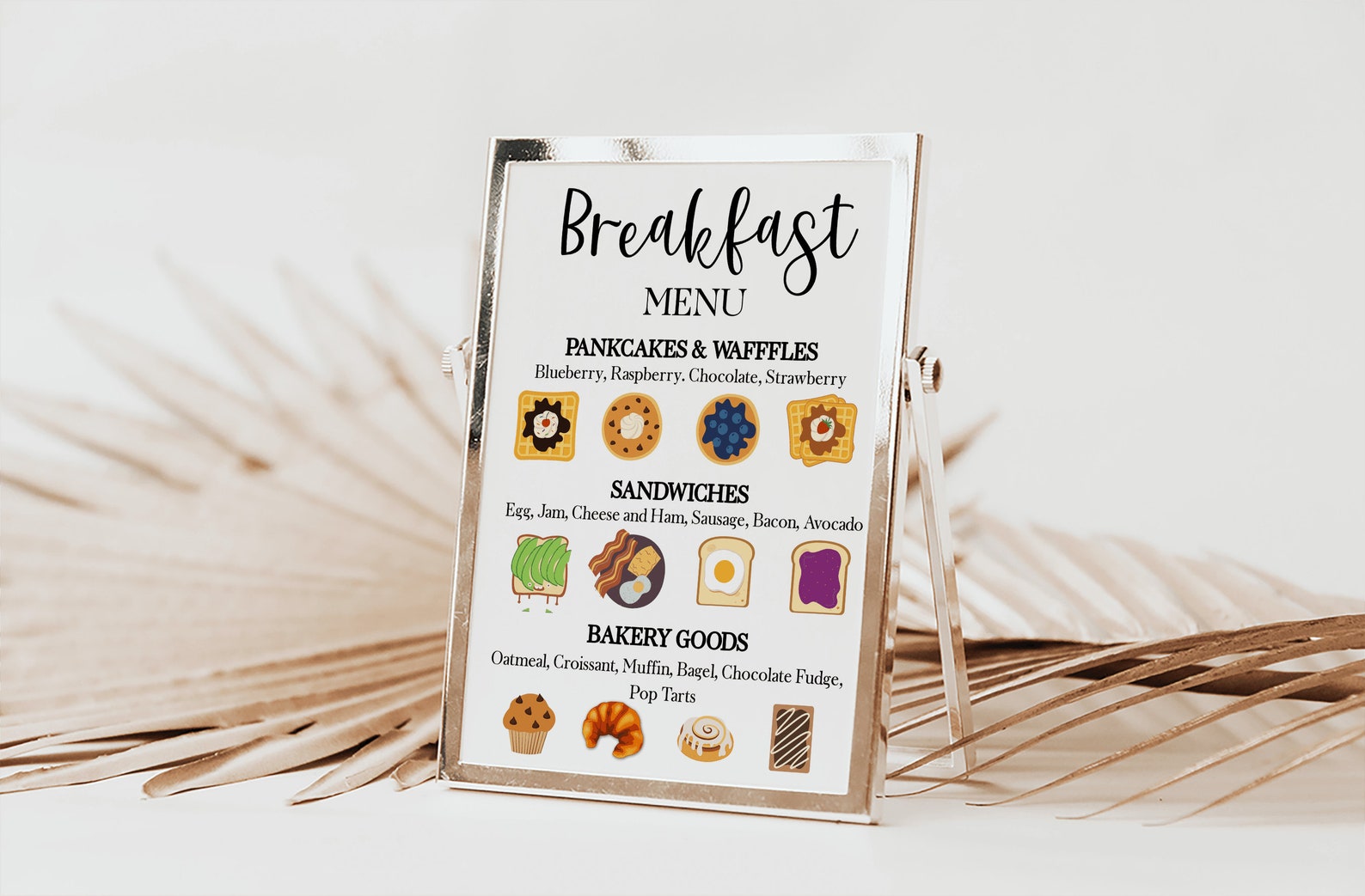 Breakfast Menu Sign Template, Create Your Own Breakfast Menu, Wedding ...
