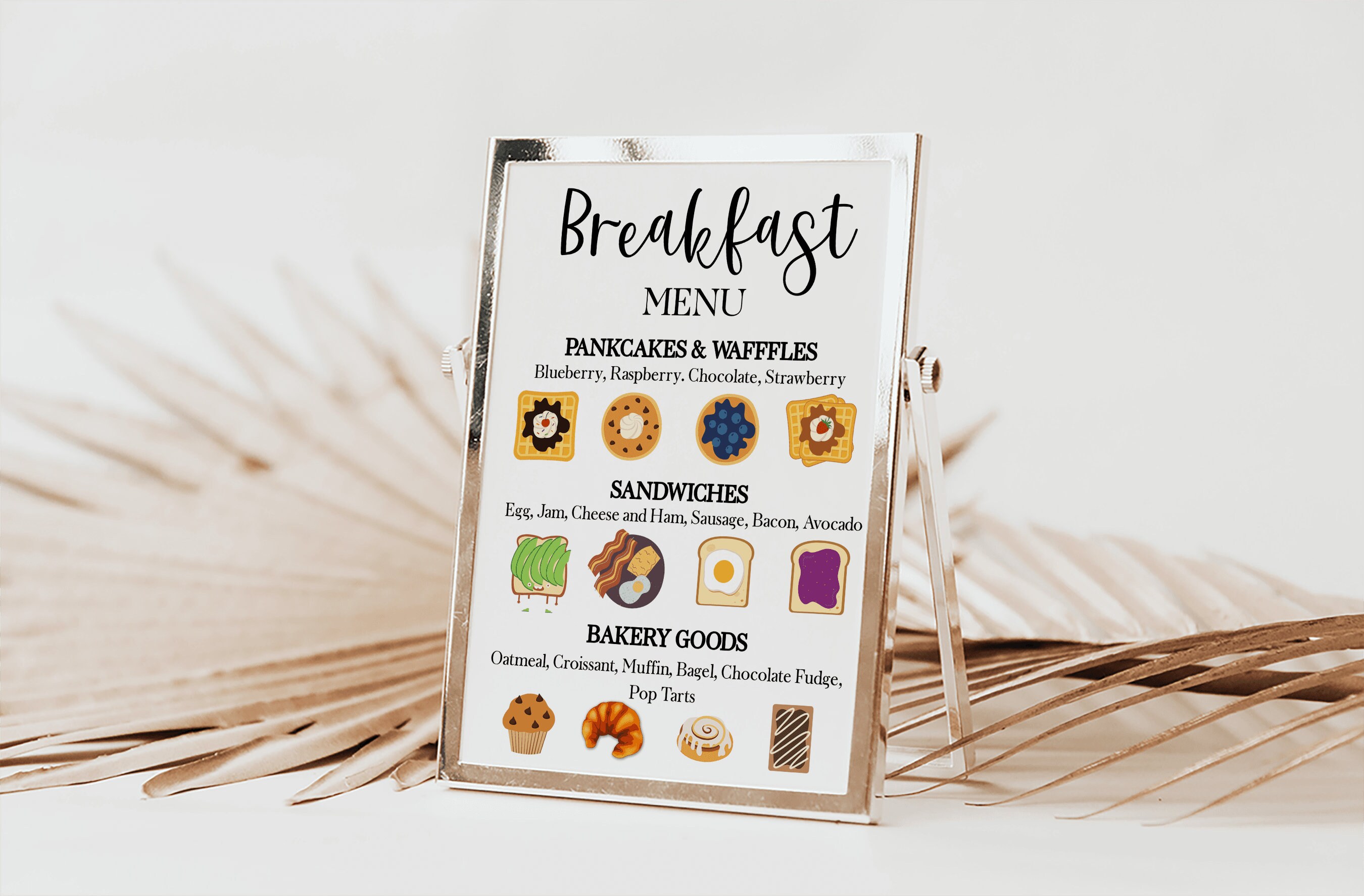 Breakfast Menu Sign Template, Create Your Own Breakfast Menu, Wedding ...