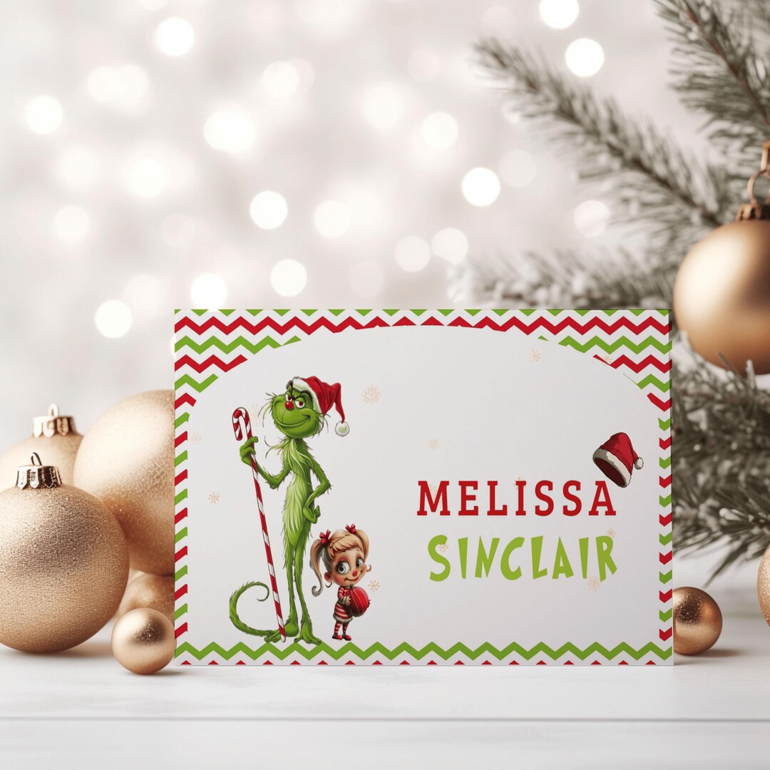 Grinch Place Card Template, Holiday Party Place Card, Grinchmas Name ...