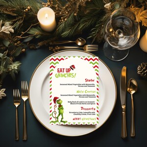 Grinch Christmas Menu Card Template, Editable Eat up Grinches Menu ...