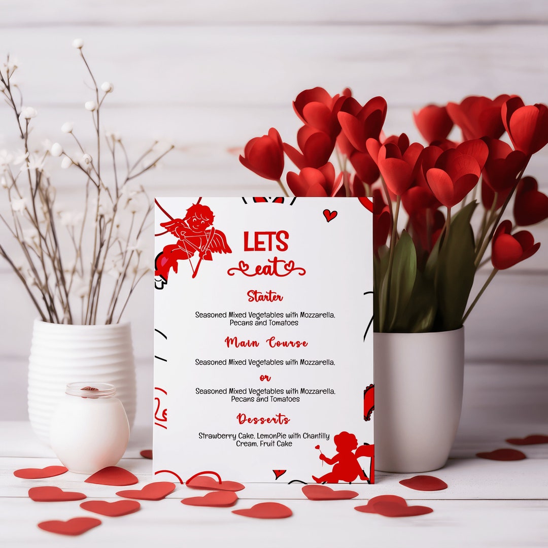 Valentine's Day Food Menu, Editable Cupid Food Sign, Galentines Party ...