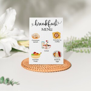 Breakfast Menu Bar Sign Template, Wedding Breakfast Bar Sign, Breakfast ...