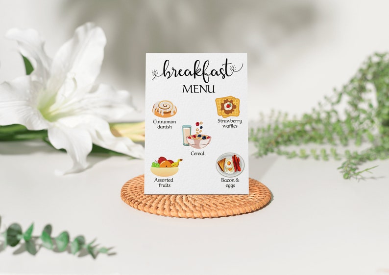 Breakfast Menu Bar Sign Template, Wedding Breakfast Bar Sign, Breakfast ...