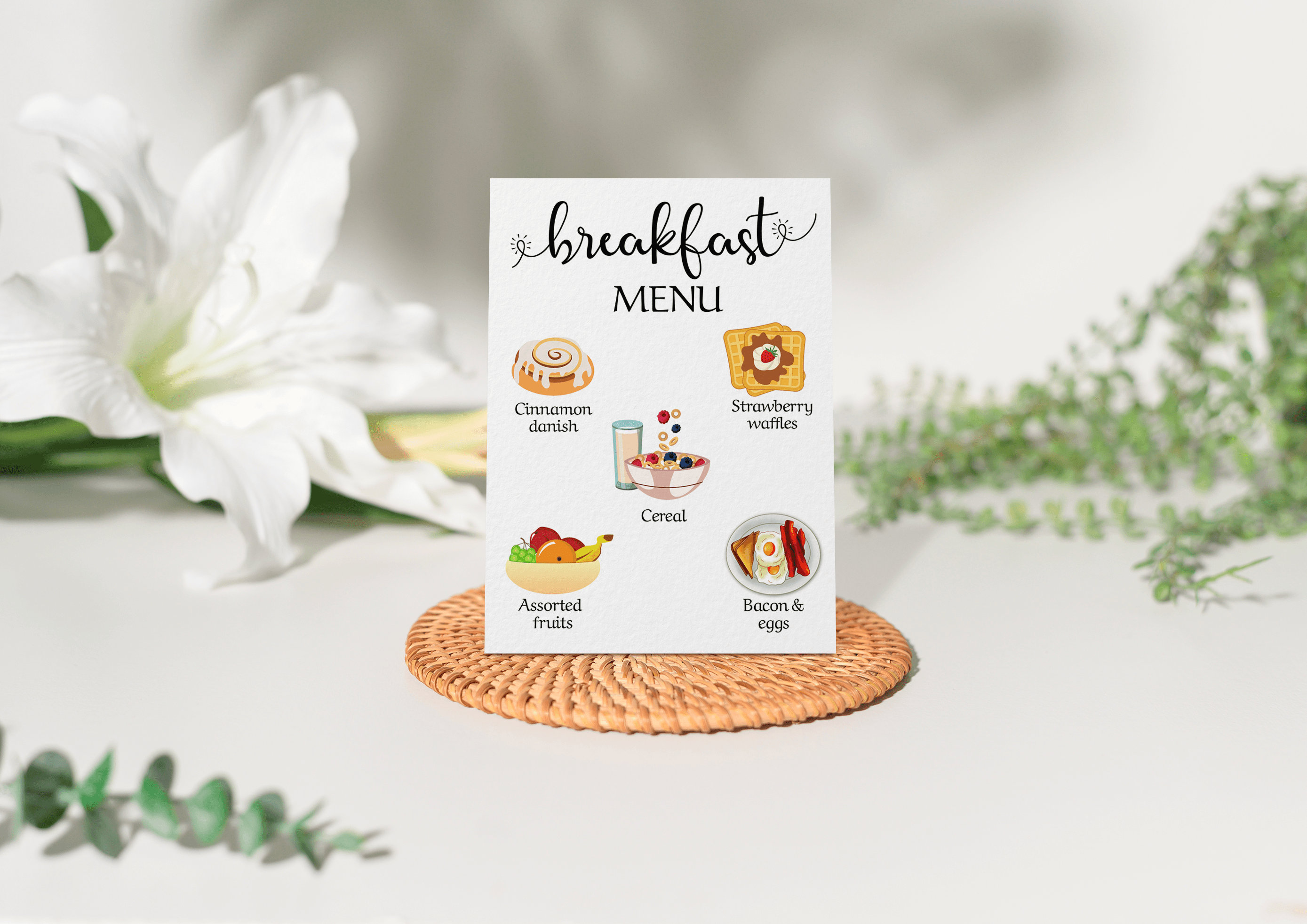 Breakfast Menu Bar Sign Template, Wedding Breakfast Bar Sign, Breakfast ...