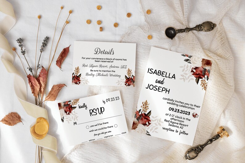 Wedding Detail Card Printable, Instant Download Template, Editable ...