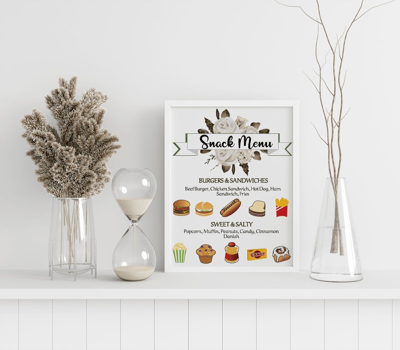 Editable Snack Menu Template Floral Snack Bar Wedding Snack - Etsy