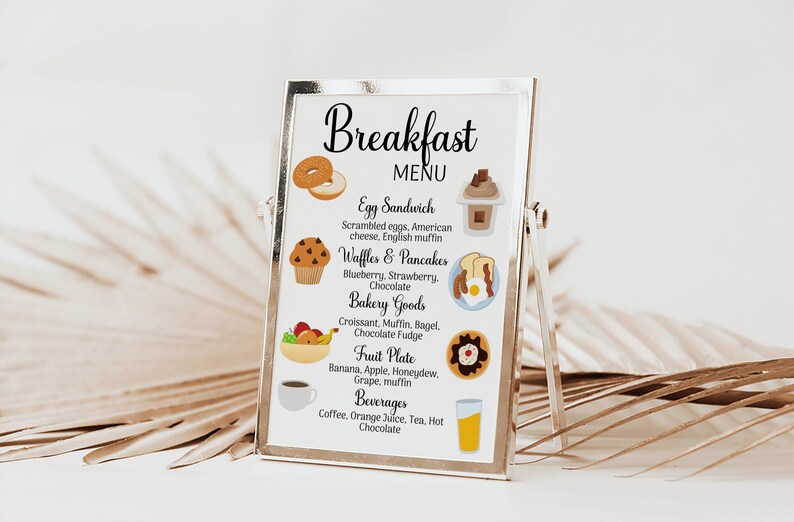 Minimalistic Breakfast Menu Sign Template Editable Breakfast - Etsy