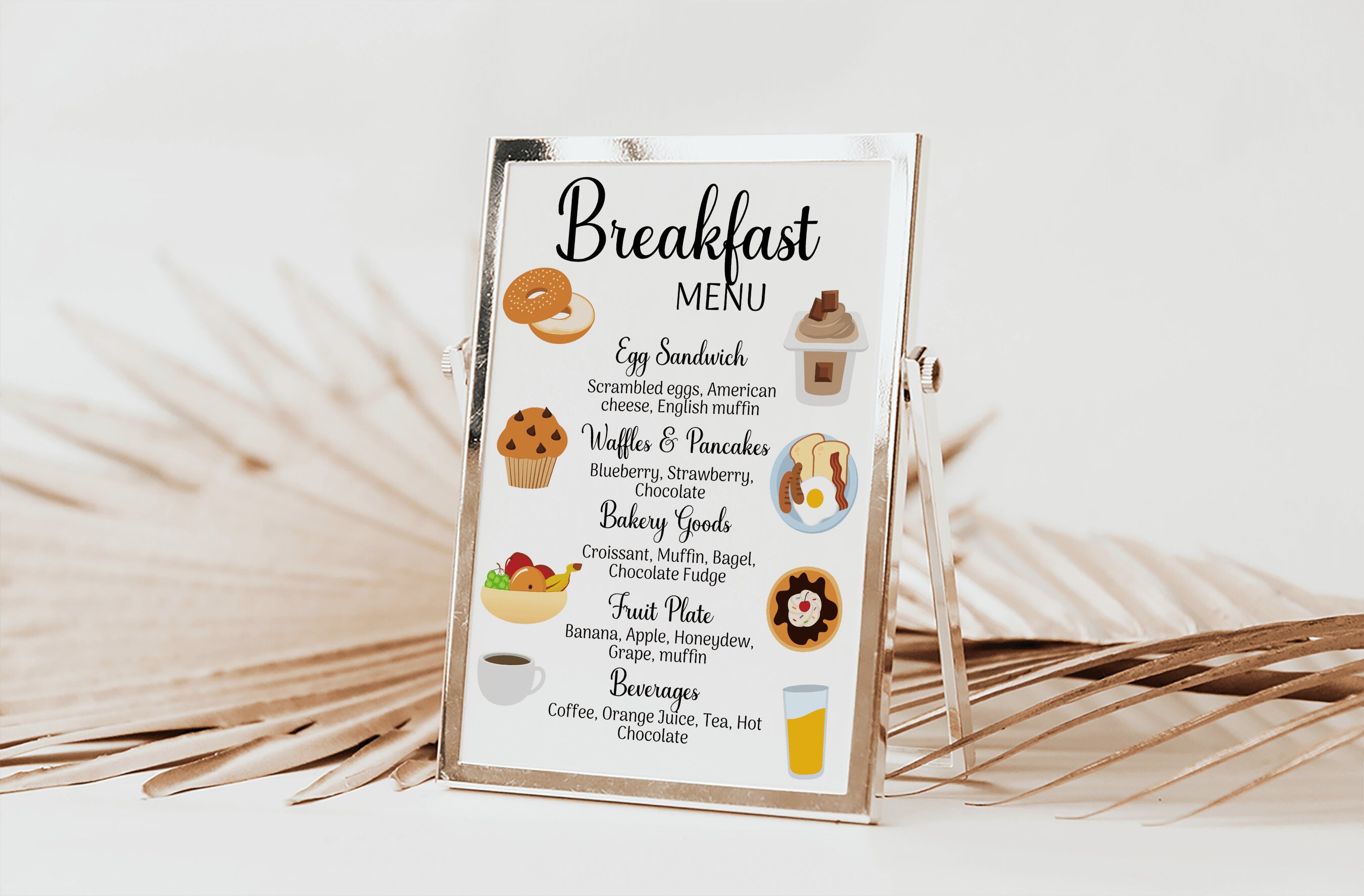 Minimalistic Breakfast Menu Sign Template, Editable Breakfast Station ...