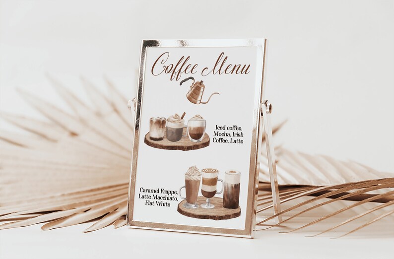 Coffee Menu Sign Template, Board Coffee Drink Menu Sign, Printable ...