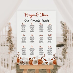 Rustic Autumn Seating Chart Template Download, Fall Floral Wedding ...
