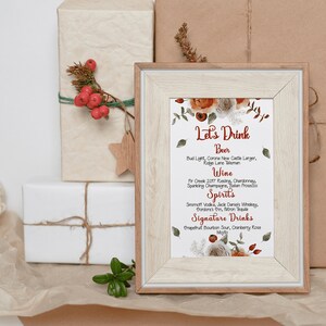 Rustic Autumn Bar Menu Template Burnt Orange Wedding Open Bar - Etsy