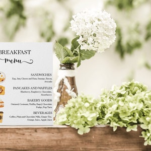 Breakfast Menu Sign Template, Create Your Own Breakfast Menu, Wedding ...