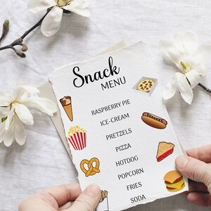 Printable Snack Menu Sign, Minimalistic Snack Bar, Wedding Snack Bar ...
