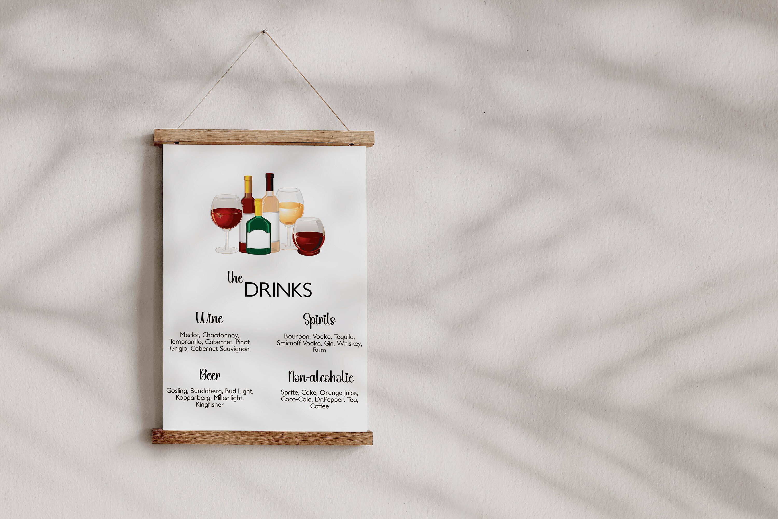 Bar Menu Template, Editable Signature Drink Sign, Minimalist Printable ...