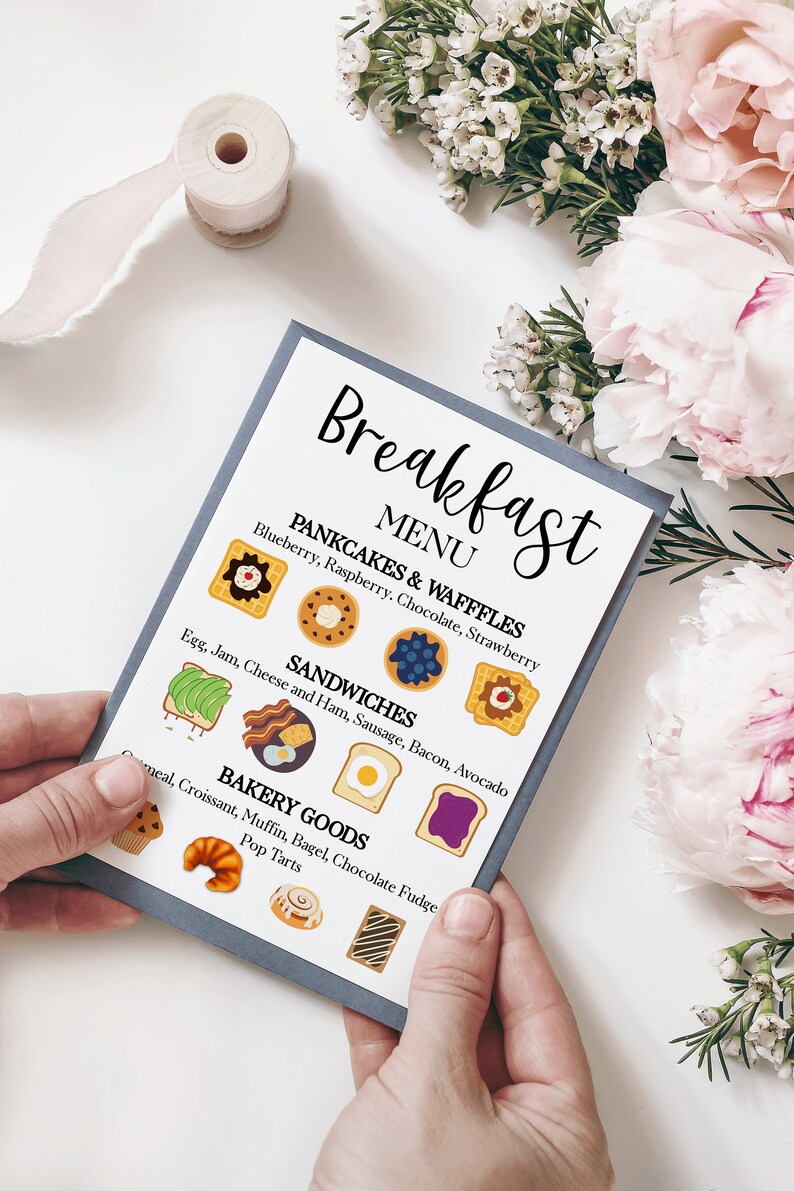 Breakfast Menu Sign Template, Create Your Own Breakfast Menu, Wedding ...