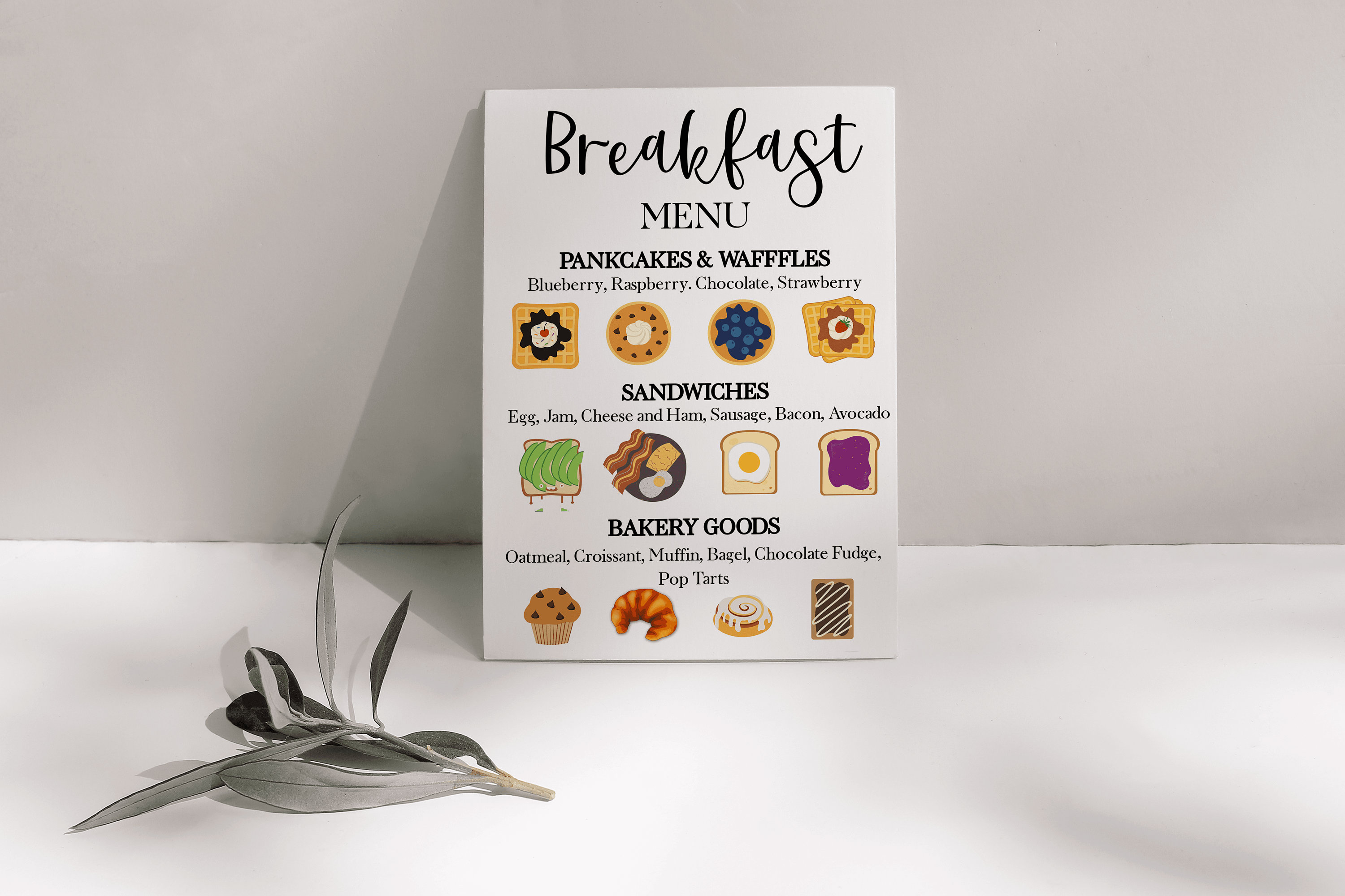 Breakfast Menu Sign Template, Create Your Own Breakfast Menu, Wedding ...