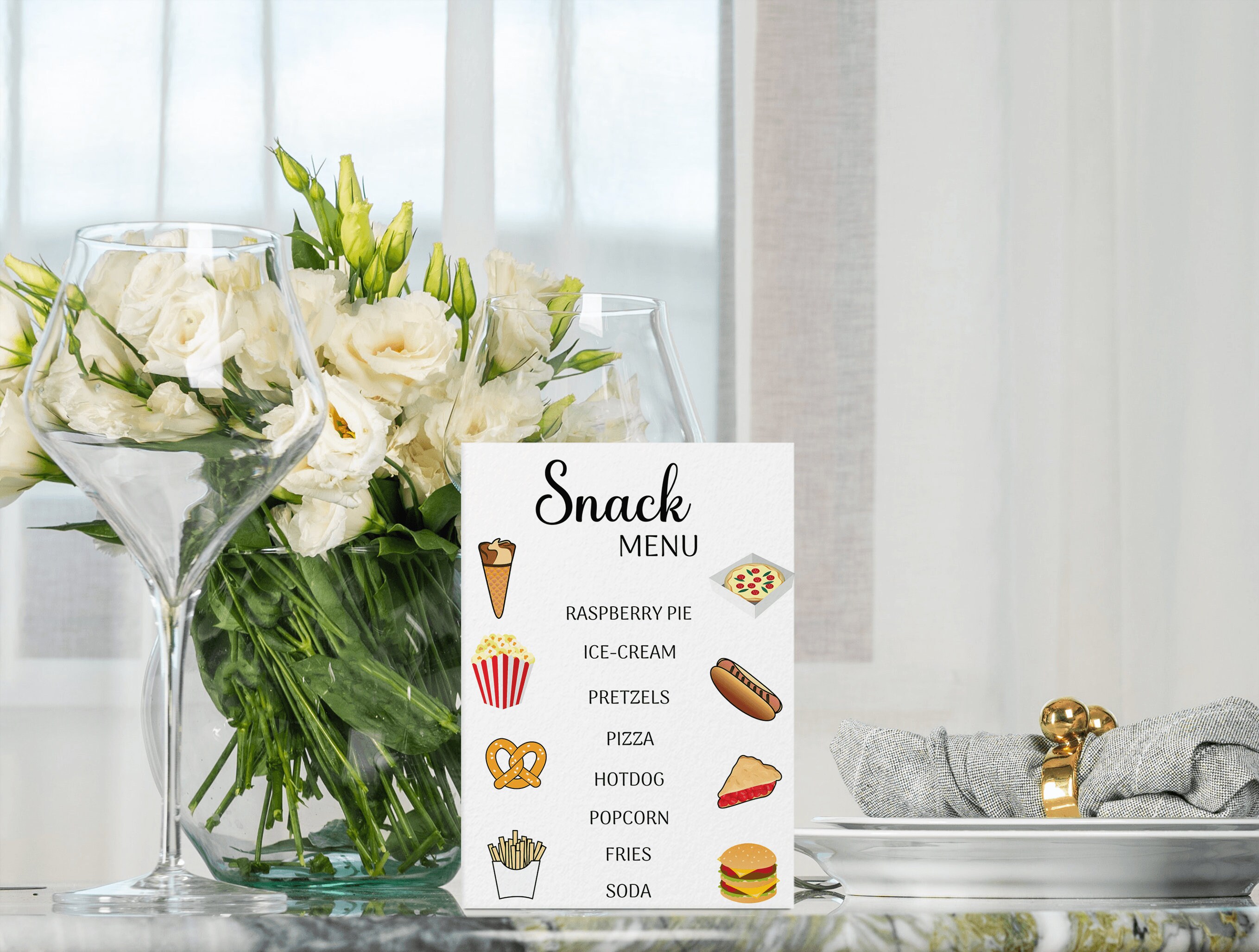 Printable Snack Menu Sign, Minimalistic Snack Bar, Wedding Snack Bar ...