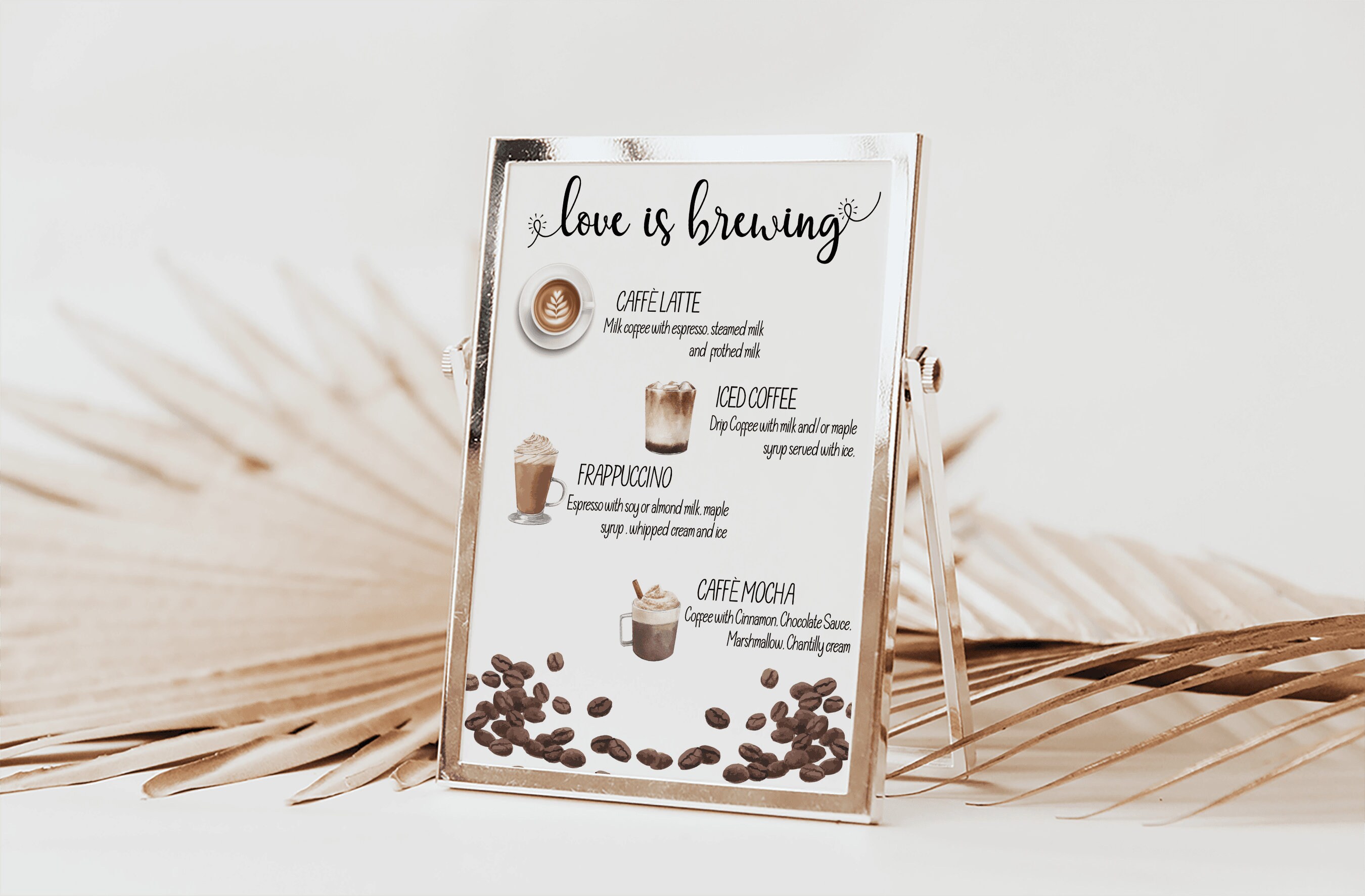 Love is Brewing Coffee Menu Sign Template, Wedding Coffee Bar Sign ...