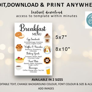 Minimalistic Breakfast Menu Sign Template Editable Breakfast - Etsy