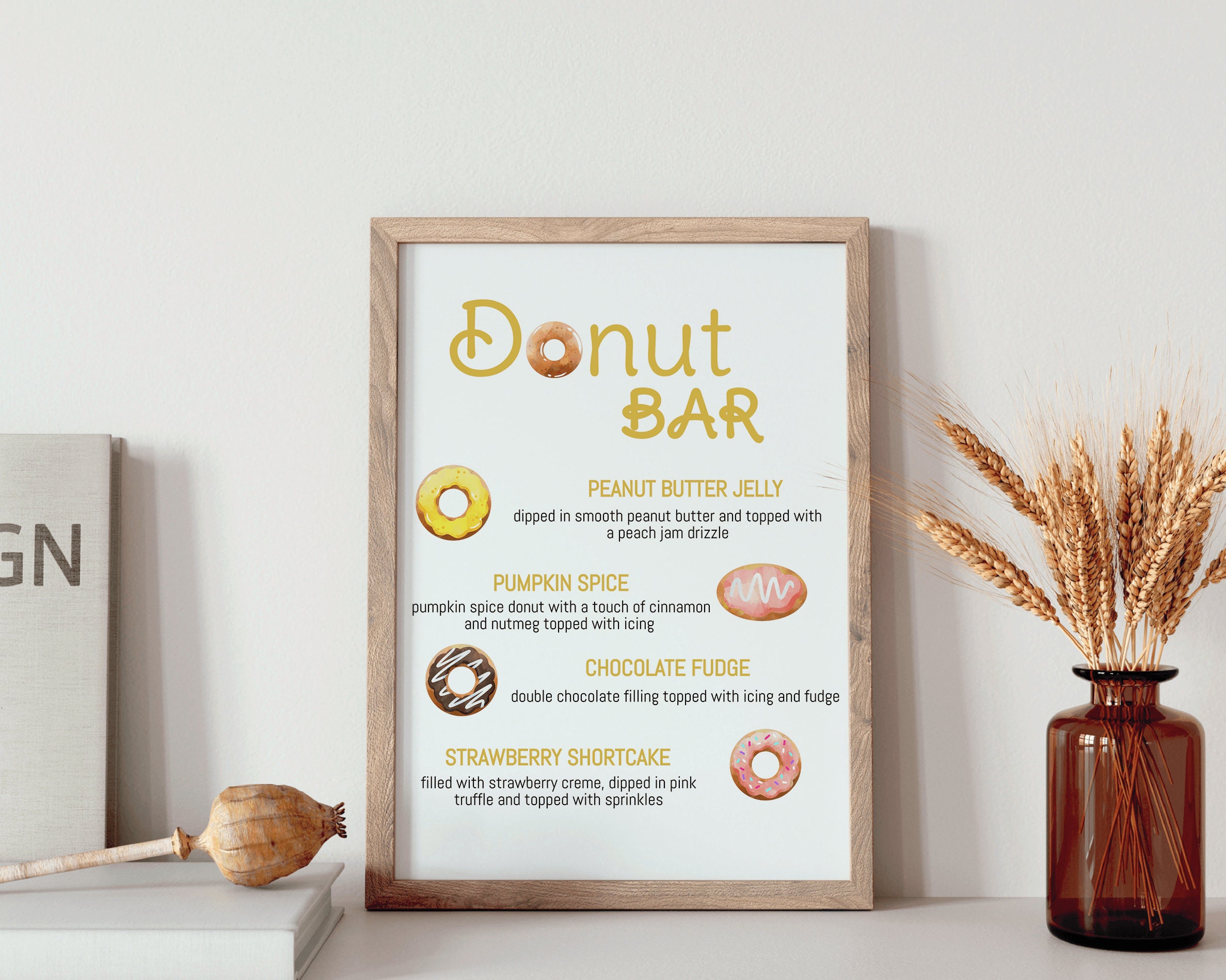 Minimalistic Donut Bar Sign Template, Editable Donut Menu Template ...