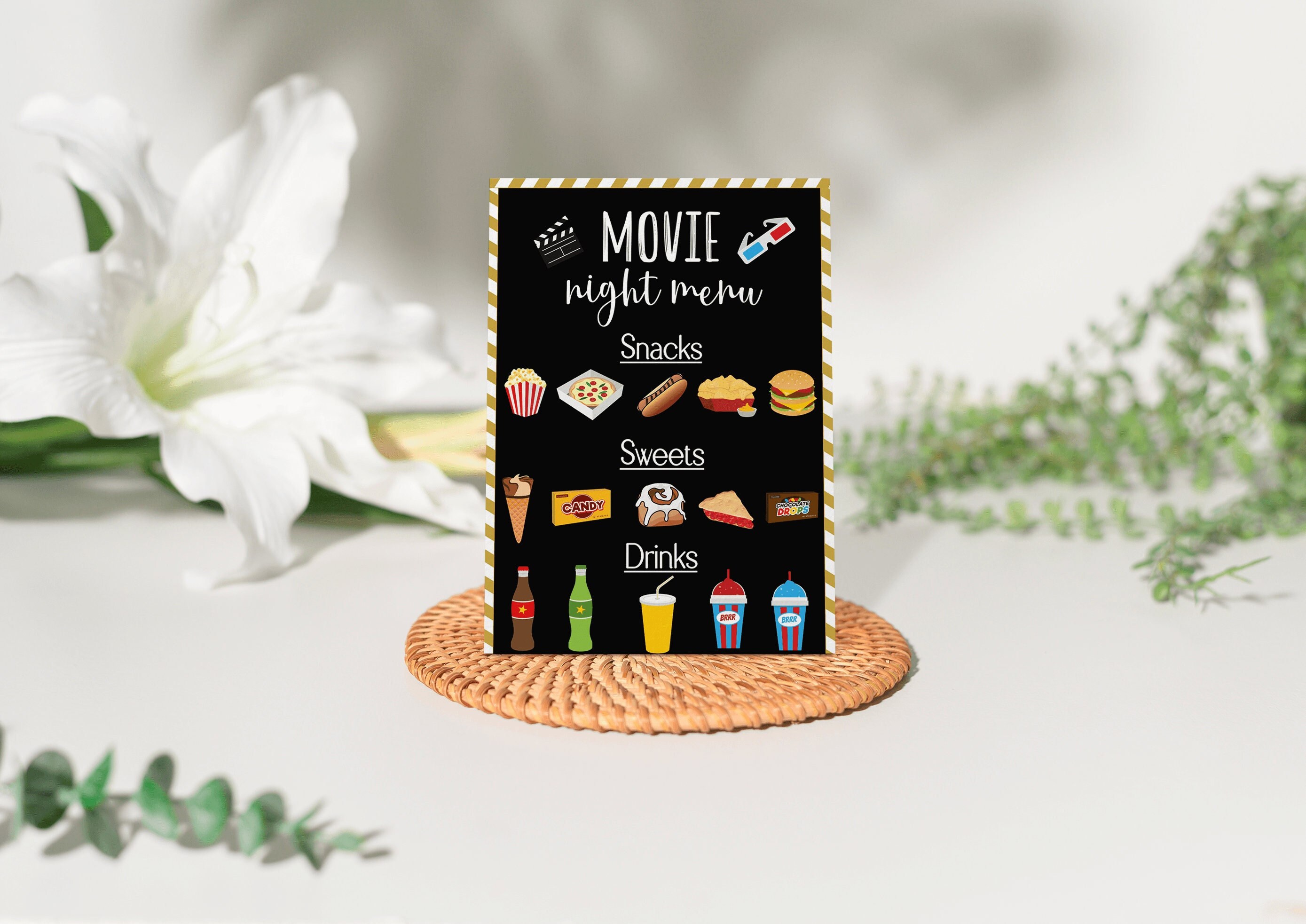 Movie Night Menu Template, Editable Snack Bar Template. Create Your Own ...