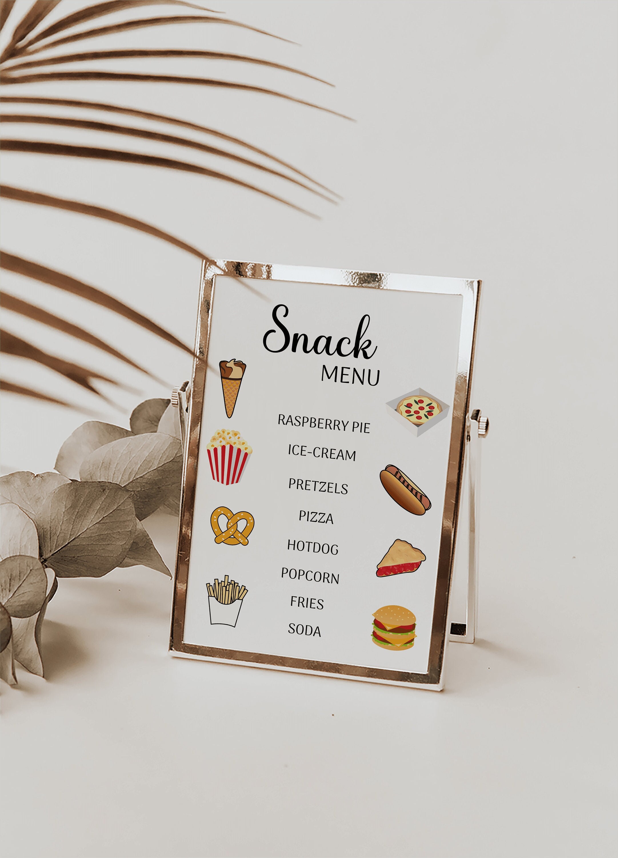 Printable Snack Menu Sign, Minimalistic Snack Bar, Wedding Snack Bar ...