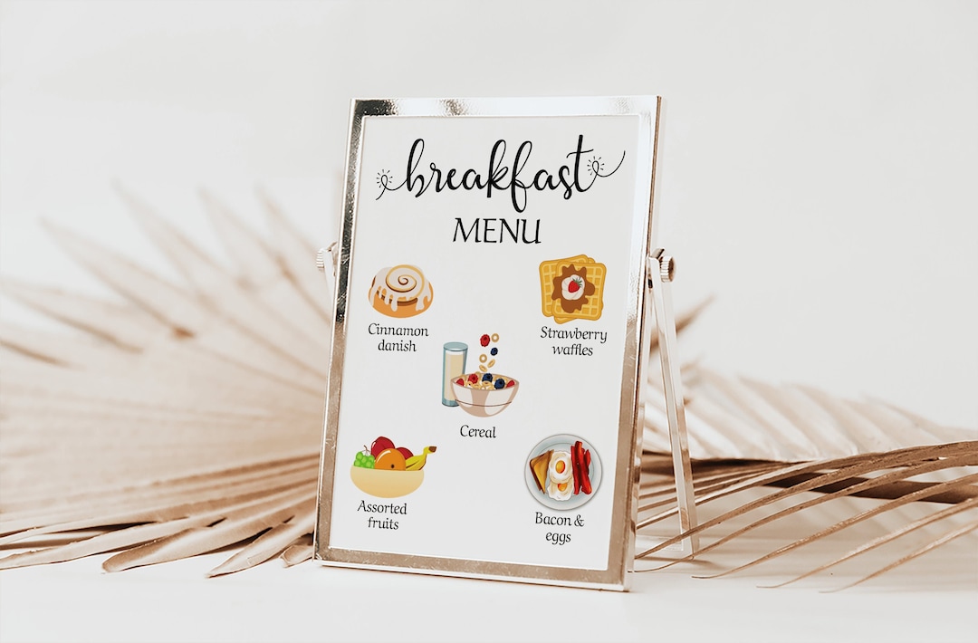 Breakfast Menu Bar Sign Template, Wedding Breakfast Bar Sign, Breakfast ...