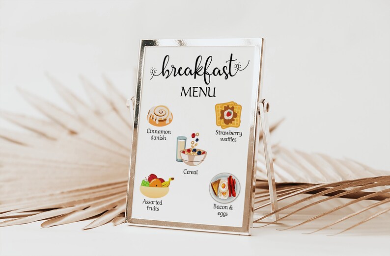 Breakfast Menu Bar Sign Template, Wedding Breakfast Bar Sign, Breakfast ...