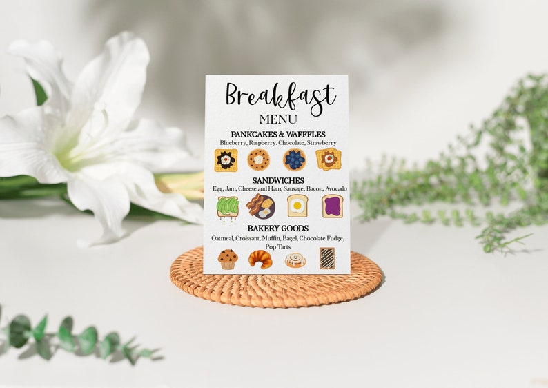 Breakfast Menu Sign Template, Create Your Own Breakfast Menu, Wedding ...
