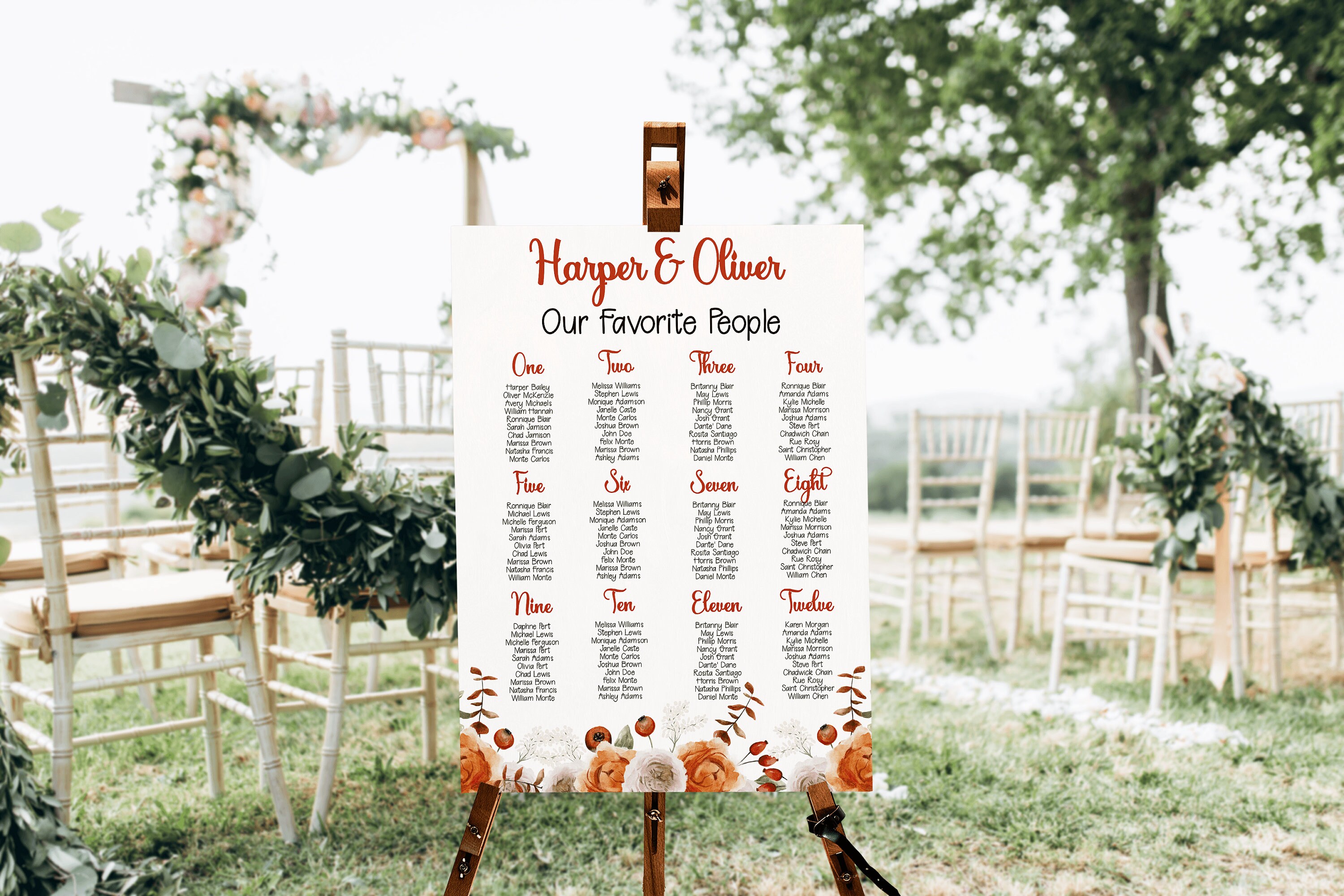 Rustic Autumn Seating Chart Template Download Fall Floral - Etsy