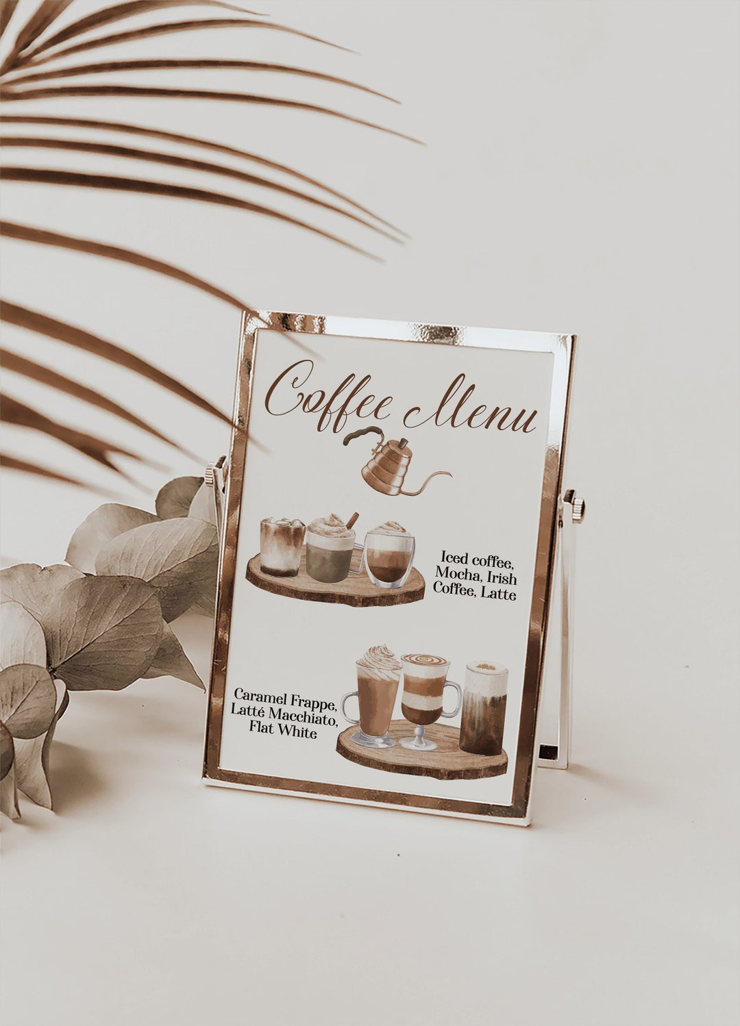 Coffee Menu Sign Template, Board Coffee Drink Menu Sign, Printable ...
