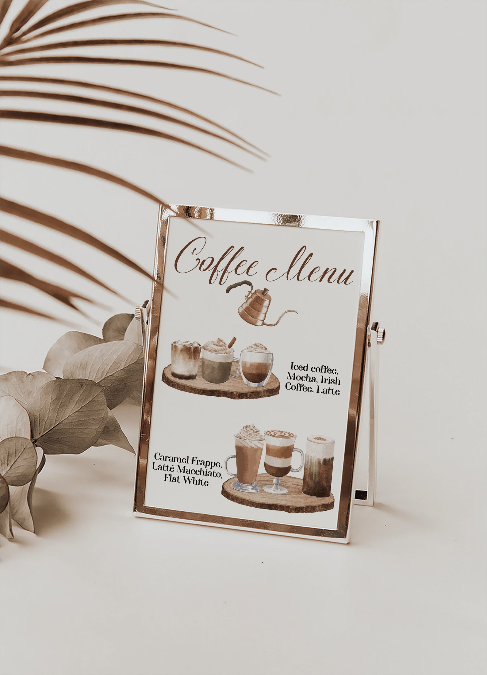 Coffee Menu Sign Template, Board Coffee Drink Menu Sign, Printable ...