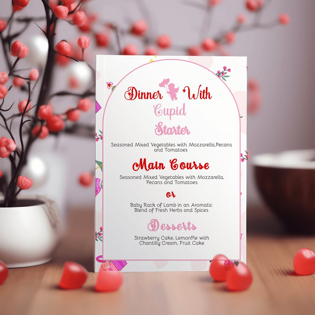 Valentine's Day Food Menu, Editable Cupid Food Sign, Galentines Party ...