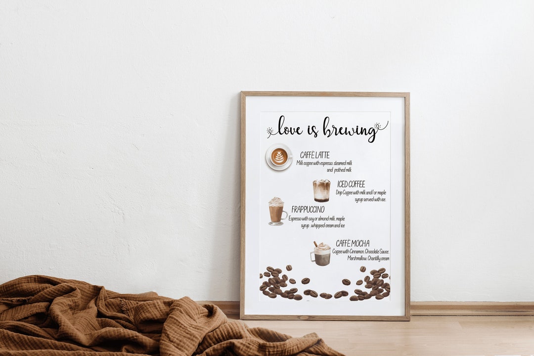Love is Brewing Coffee Menu Sign Template, Wedding Coffee Bar Sign ...