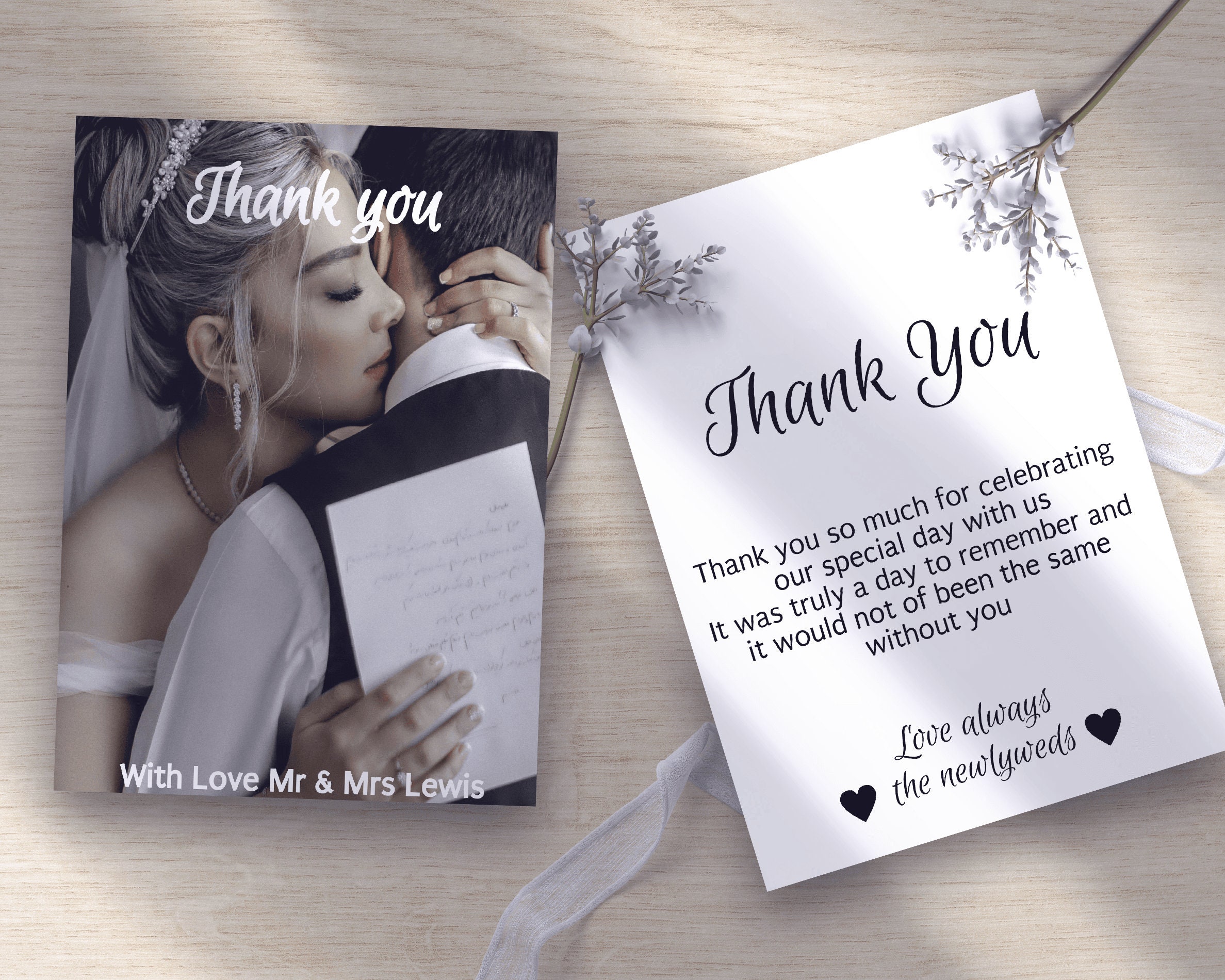 Wedding Thank You Note Template Modern Wedding Photo Thank - Etsy