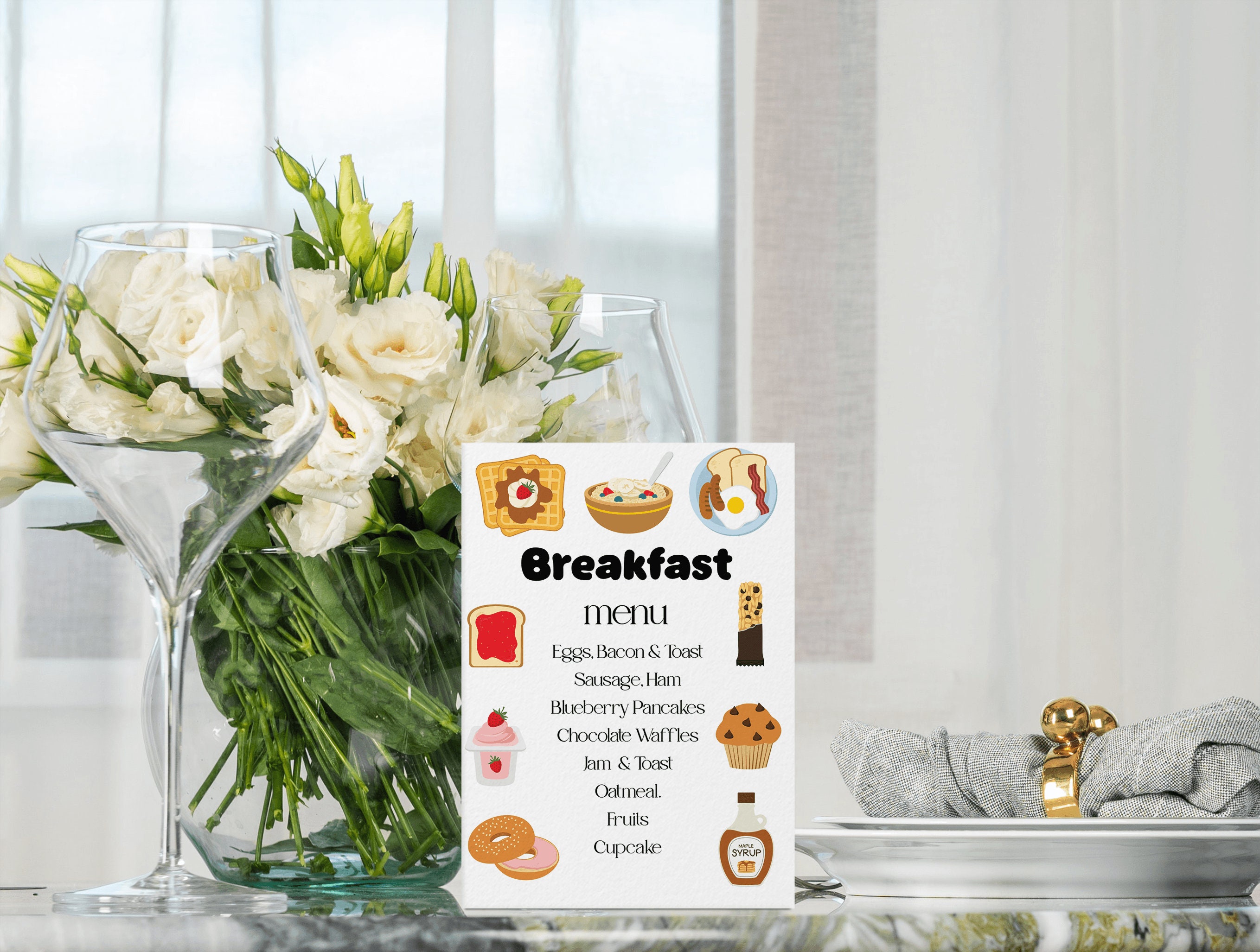 Minimalistic Breakfast Menu Sign Template, Create Your Own Breakfast ...