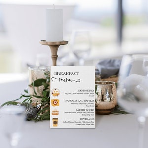 Breakfast Menu Sign Template, Create Your Own Breakfast Menu, Wedding ...
