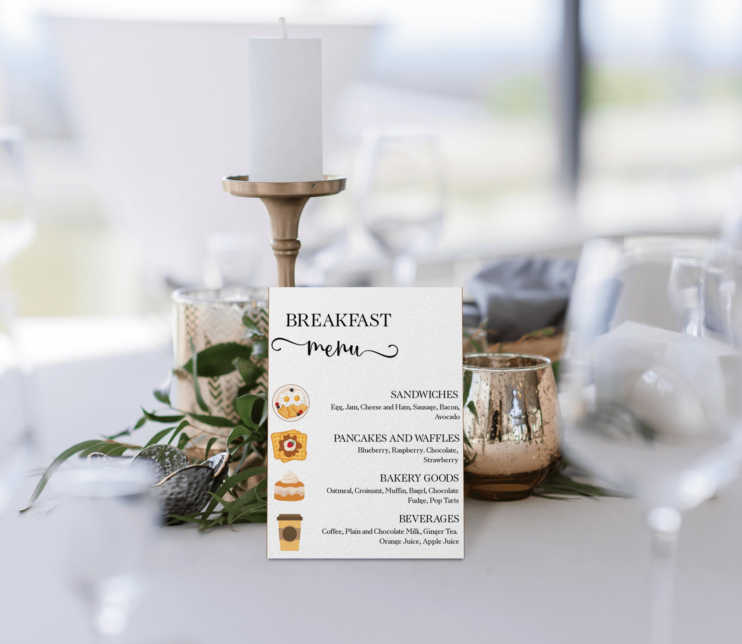 Breakfast Menu Sign Template, Create Your Own Breakfast Menu, Wedding ...