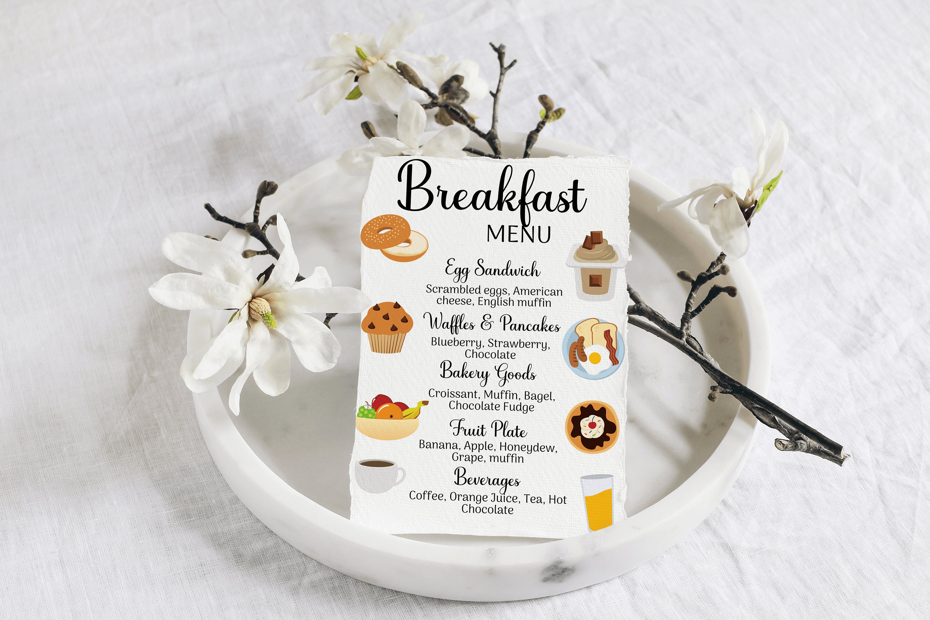 Minimalistic Breakfast Menu Sign Template, Editable Breakfast Station ...
