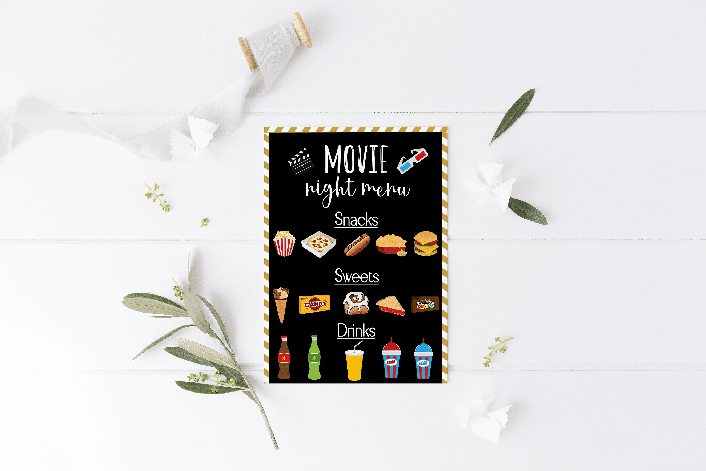 Movie Night Menu Template, Editable Snack Bar Template. Create Your Own ...