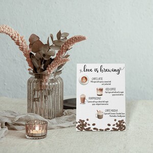Love is Brewing Coffee Menu Sign Template, Wedding Coffee Bar Sign ...