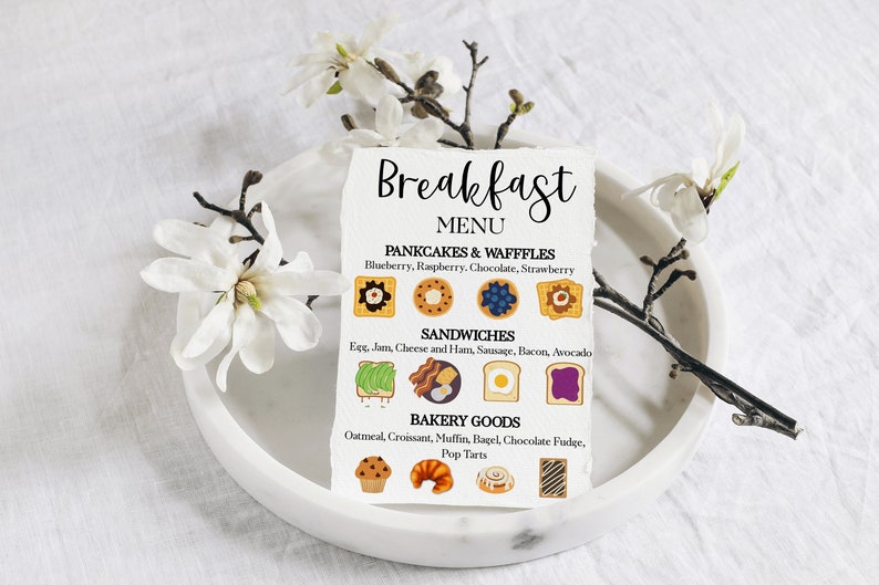 Breakfast Menu Sign Template, Create Your Own Breakfast Menu, Wedding ...
