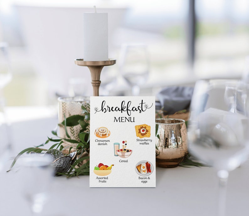 Breakfast Menu Bar Sign Template, Wedding Breakfast Bar Sign, Breakfast ...