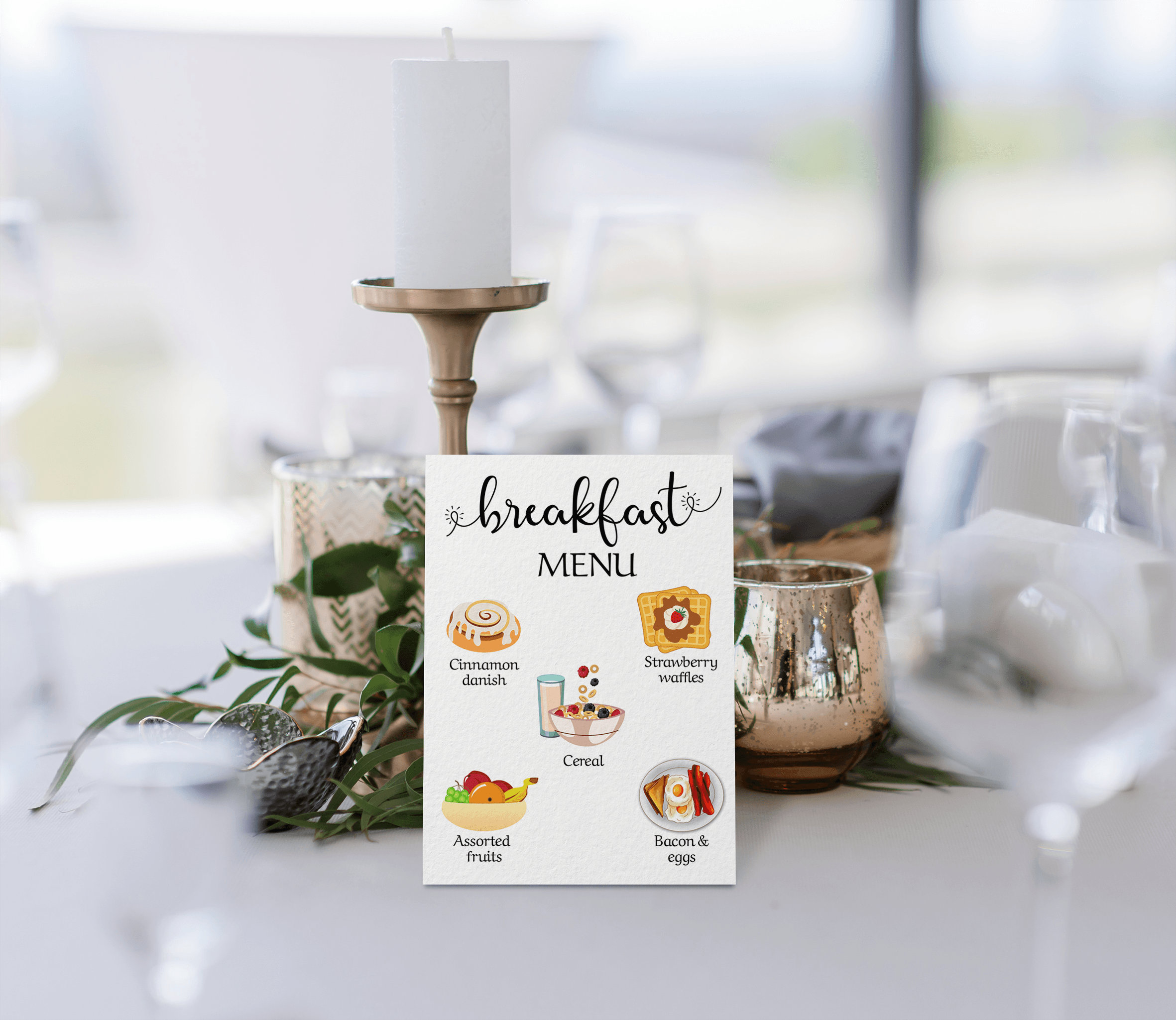 Breakfast Menu Bar Sign Template, Wedding Breakfast Bar Sign, Breakfast ...